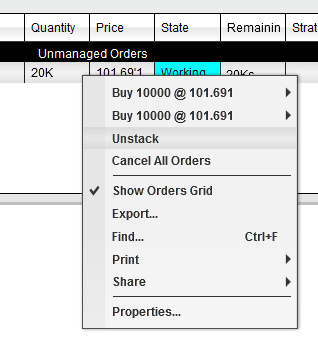Operations > Order Entry > FX Board > Modifying and Cancelling Orders