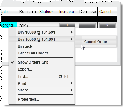 Operations > Order Entry > FX Board > Modifying and Cancelling Orders
