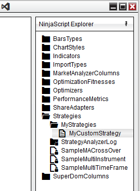 NinjaScript > Editor > NinjaScript Explorer