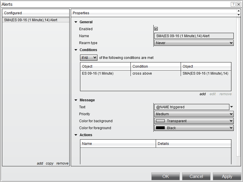 Operations > Alerts > Configuring Alerts