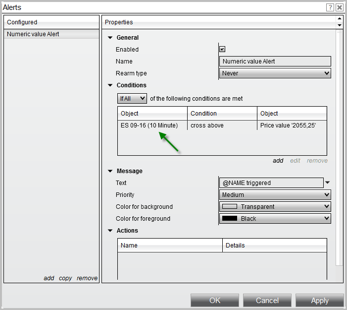 Operations > Alerts > Configuring Alerts