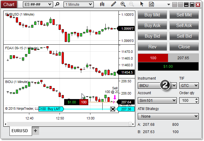 Operations > Order Entry > Chart Trader > Order & Position Display