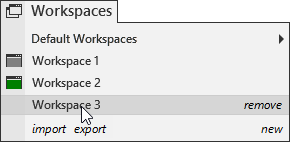 Operations > Control Center > Workspaces Menu