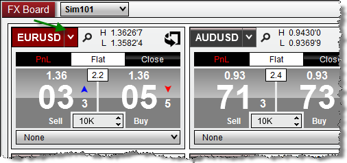 Operations > Order Entry > FX Board > Working with Instrument Tiles