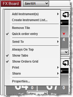 Operations > Order Entry > FX Board > Display Overview