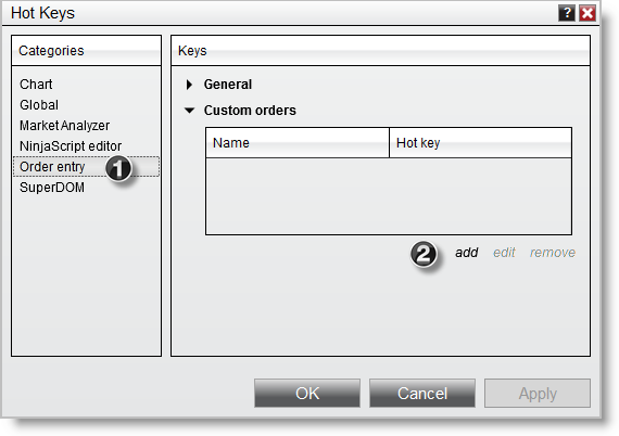 Operations > Hot Keys > Trading with Hot Keys