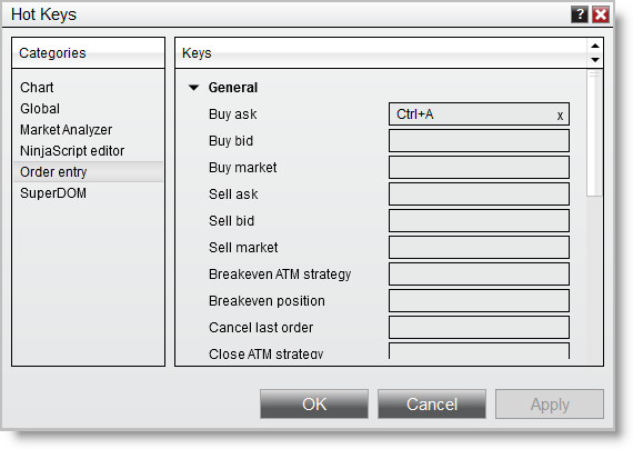 Operations > Hot Keys > Trading with Hot Keys