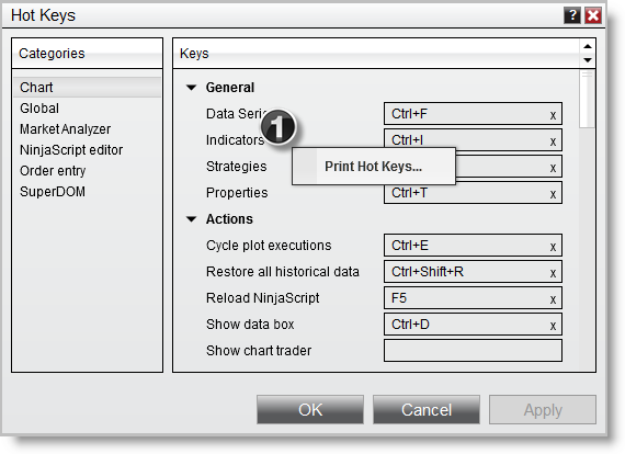 Operations > Hot Keys > Working with Hot Keys