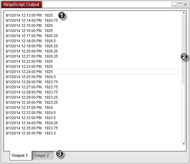 NinjaScript > Editor > Output