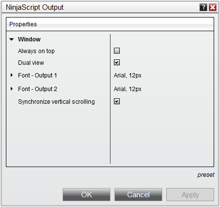 NinjaScript > Editor > Output