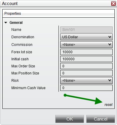 Operations > Simulator > The Sim101 Account