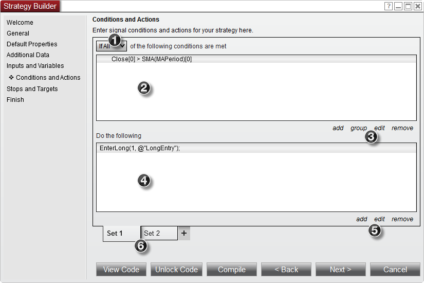 Operations > Strategy Builder > Builder Screens