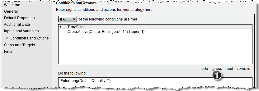 Operations > Strategy Builder > Condition Builder