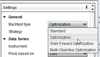 Operations > Strategy Analyzer > Optimization