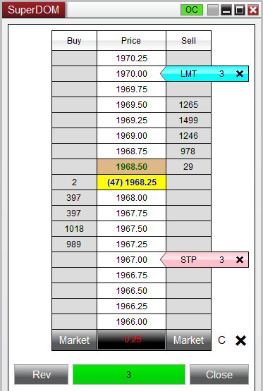 Operations > Order Entry > SuperDOM > Submitting Orders